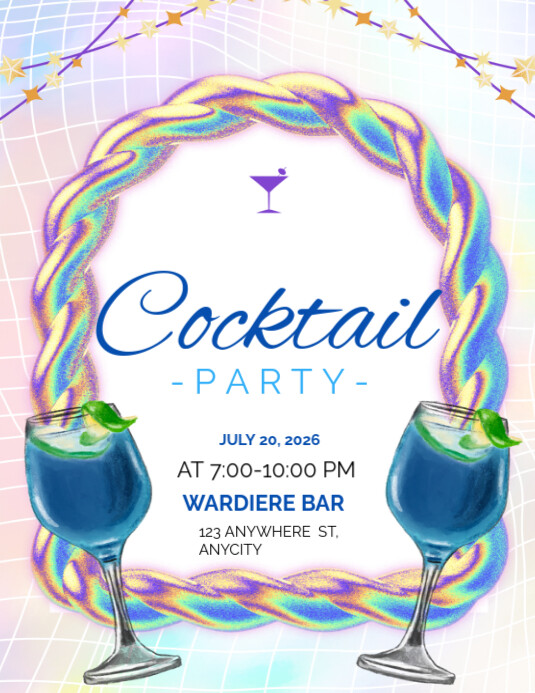 White Joyful Cocktail Party Flyer (us Letter) Template | PosterMyWall
