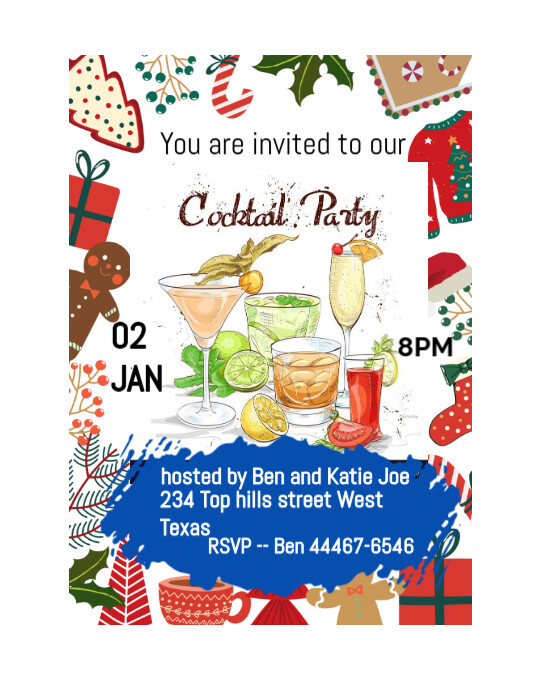 White Joyful Cocktail Party Invite Editable Flyer (us Letter) Template ...