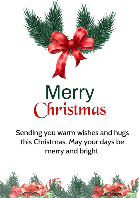 White Joyful Colorful Christmas Card, Holiday Greeting Card Template A4 ...