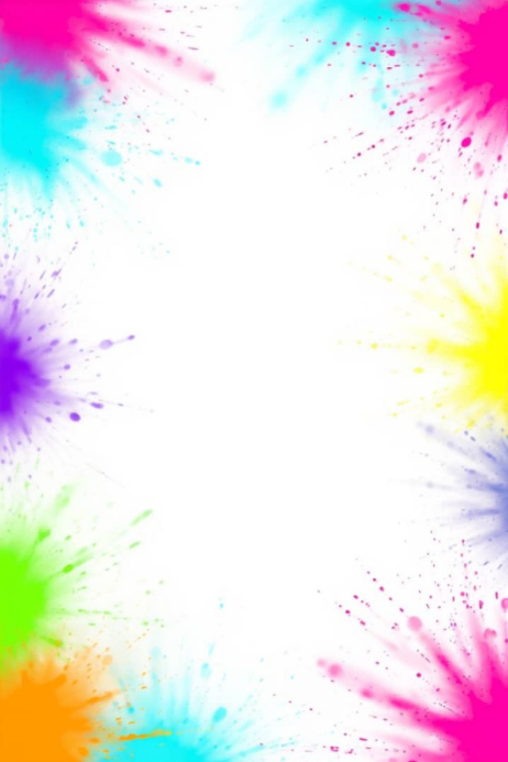 White Joyful Colorful Powder Burst Border Poster Template | PosterMyWall