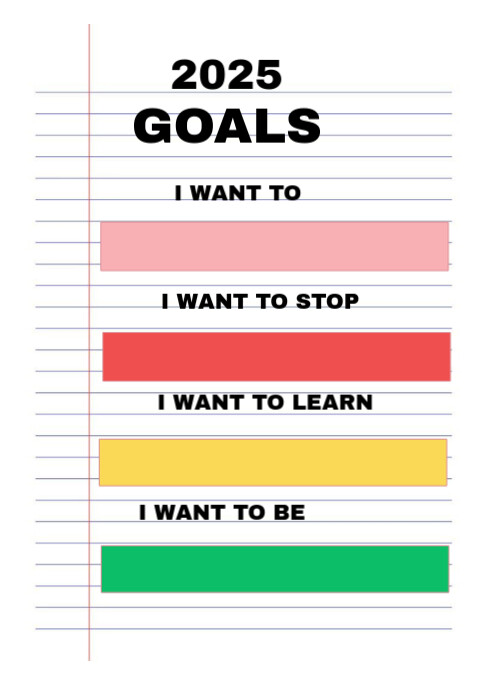 White Joyful Colourful 2025 Goals A4 Template | PosterMyWall
