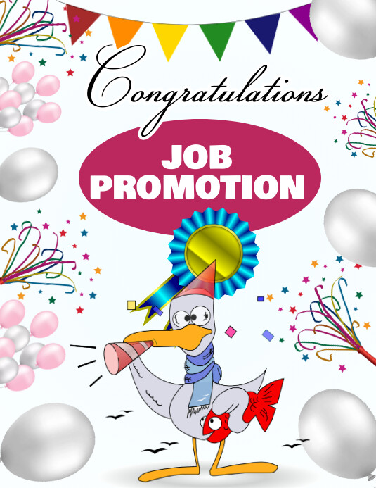 White Joyful Congratulations Job Promotion Fl Template | PosterMyWall
