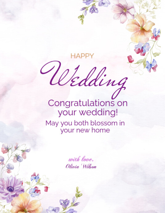 White Joyful Congratulations On Your Wedding Flyer (us Letter) Template ...