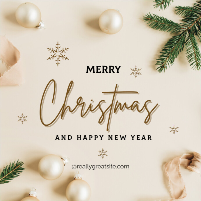 White Joyful Cream Green Simple Merry Christmas Instagram Post Template ...