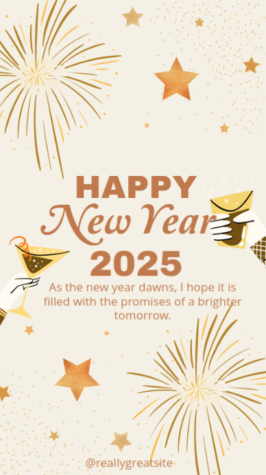 Copy of White Joyful Cream Orange Illustrative Happy New Year Instagram ...