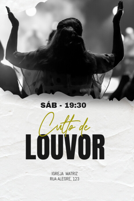Plantilla de White Joyful Culto De Louvor Poster | PosterMyWall