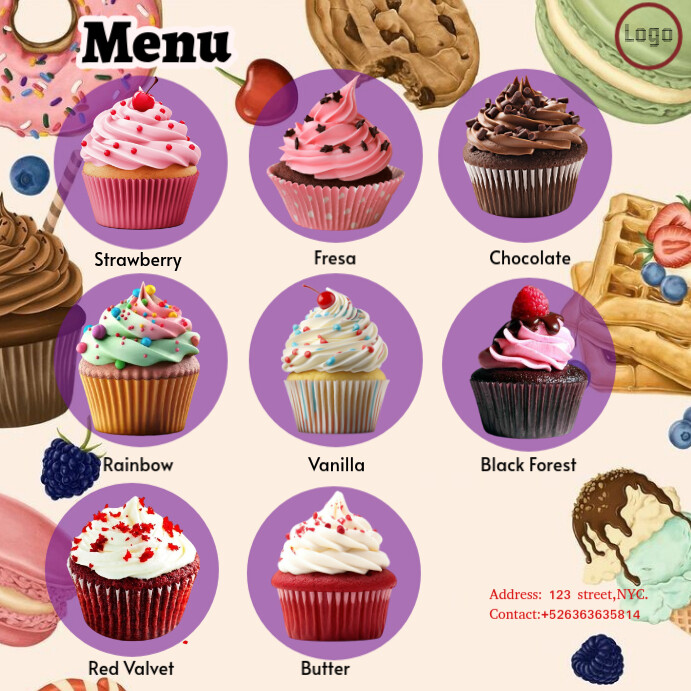 White Joyful Cup Cake Menu Instagram Post Template | PosterMyWall