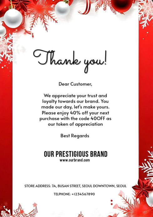 White Joyful Customer Appreciation Card Template A4 | PosterMyWall