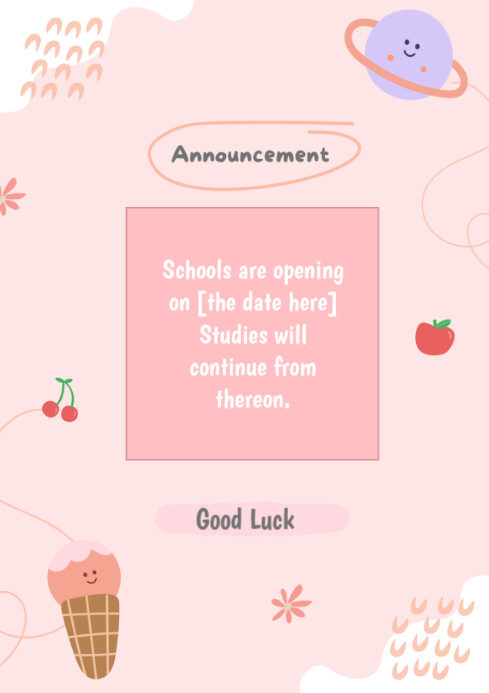 White Joyful Cute Announcement A4 Template | PosterMyWall