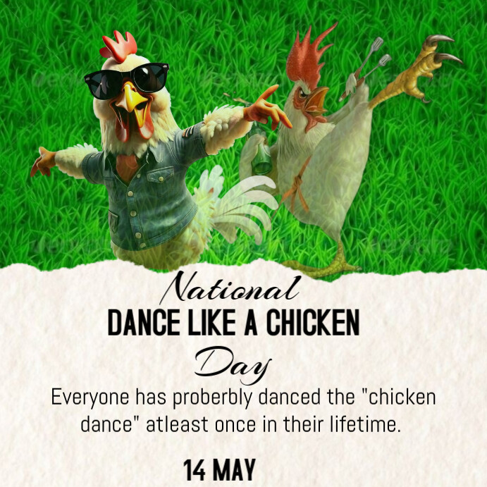 White Joyful Dance Like A Chicken Day Instagram Post Template ...