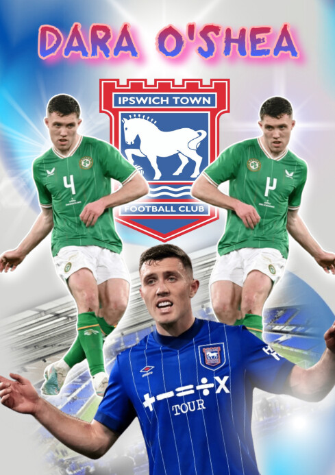 Copy of White Joyful Dara Oshea Ipswich Town Football Player A4 ...