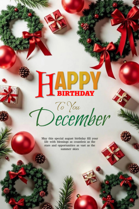 Copy of White Joyful December Birthday Card Poster | PosterMyWall