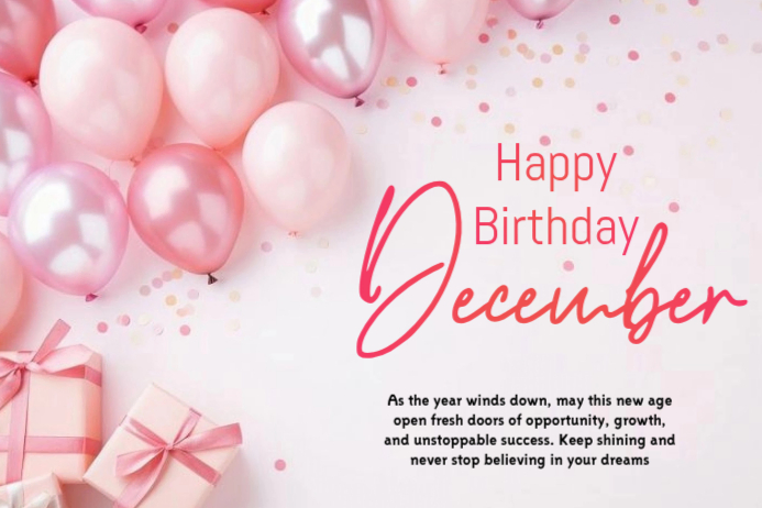 White Joyful December Birthday Cards Label Template | PosterMyWall