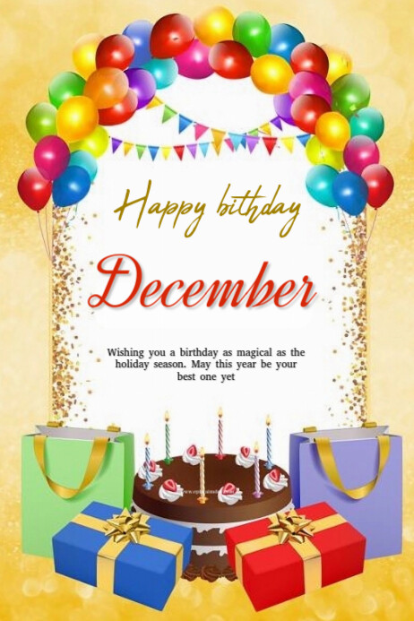 Copy of White Joyful December Birthday Poster | PosterMyWall
