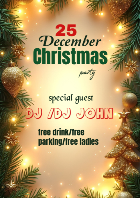 White Joyful December Christmas Party A4 Template | PosterMyWall