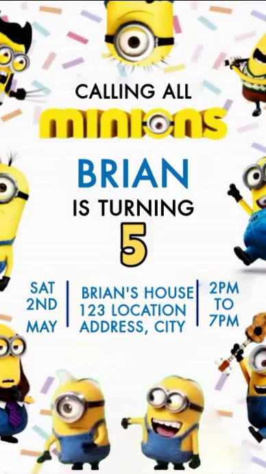 White Joyful Despicable Me Birthday Instagram Reel Template | PosterMyWall