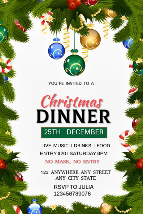 Plantilla de White Joyful Dinner Christmas Template Poster | PosterMyWall