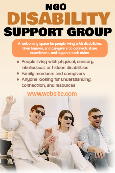 White Joyful Disability Support Group Poster Template | PosterMyWall