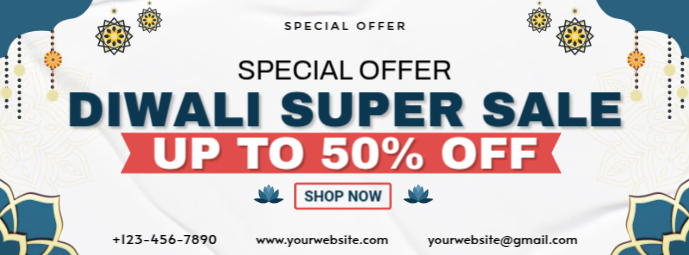 White Joyful Diwali Sale Facebook Cover Photo Template | PosterMyWall