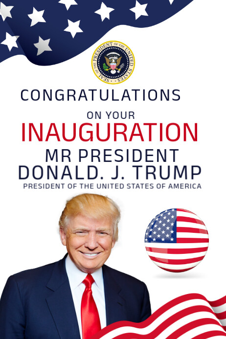 White Joyful Donald Trump's Poster Template | PosterMyWall