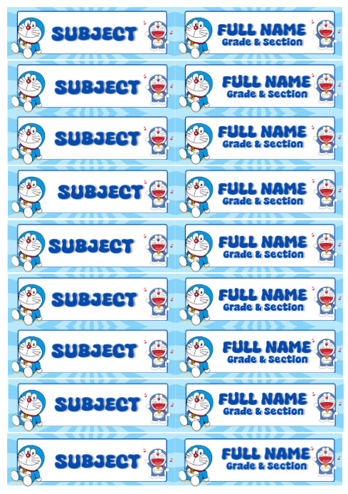 Plantilla de White Joyful Doraemon Nametags And Labels A4 | PosterMyWall