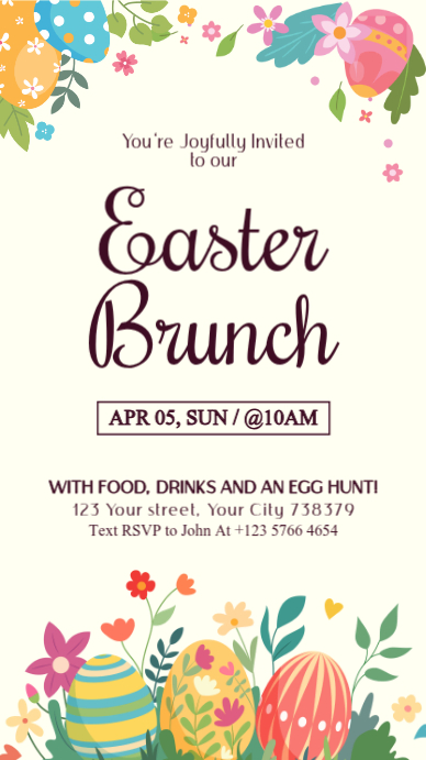 White Joyful Easter Brunch Invitation Instagram Story Template ...