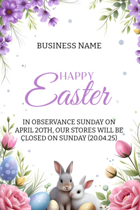 White Joyful Easter Business Sign Poster Template | PosterMyWall