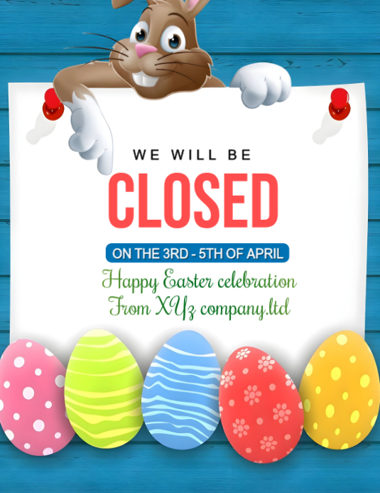 White Joyful Easter Closure Announcement Flyer Template | PosterMyWall