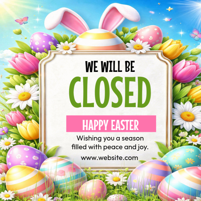 White Joyful Easter Closure Announcement Instagram Post Template ...