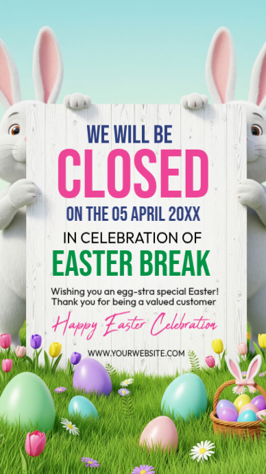 White joyful easter closure announcement instagram story Template ...