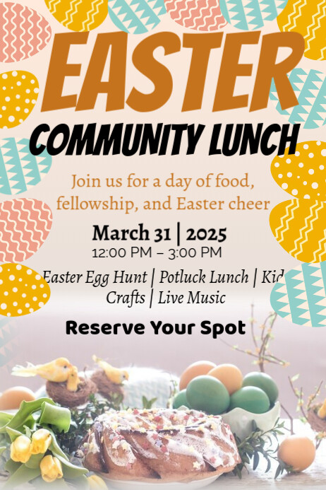 Copy of White Joyful Easter Community Lunch Poster | PosterMyWall