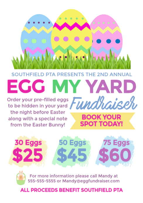 White Joyful Easter Egg Fundraiser A4 Template | PosterMyWall