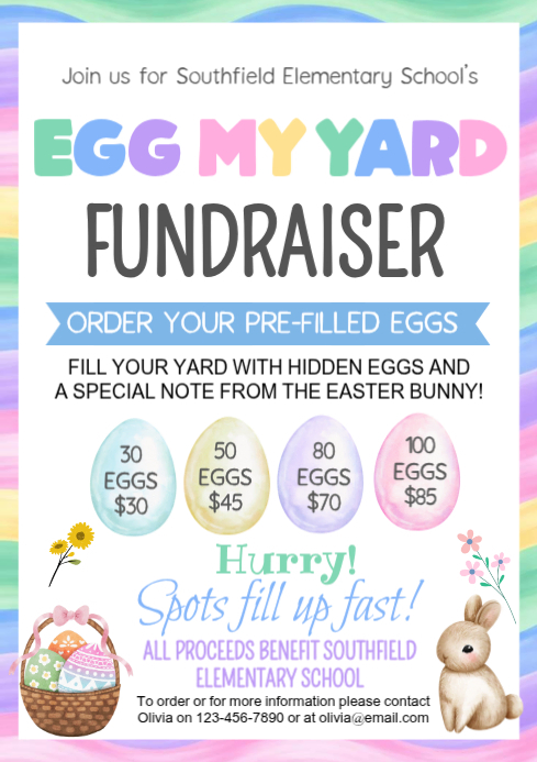 White Joyful Easter Egg Fundraiser A4 Template | PosterMyWall