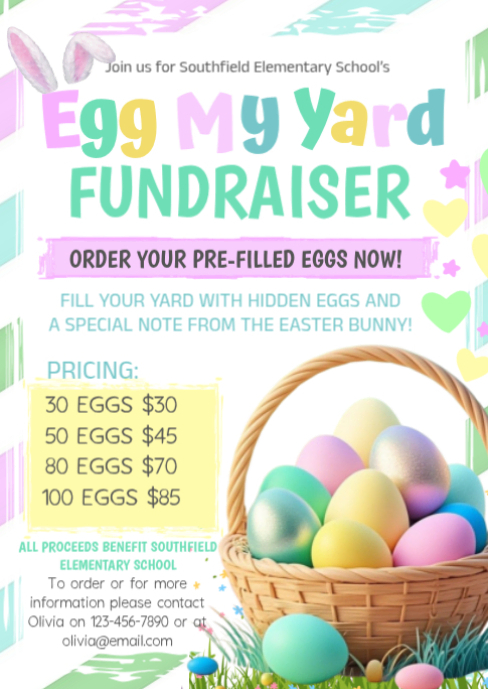 White Easter Egg Fundraiser A6 Template | PosterMyWall