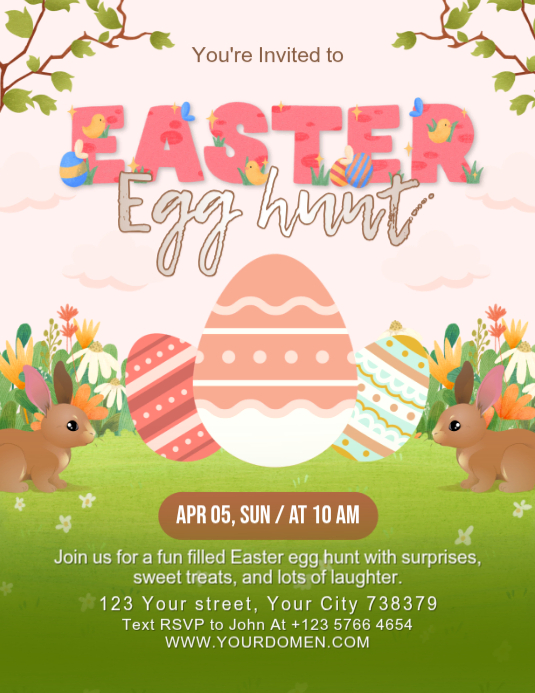 White Easter Egg Hunt Flyers Template | PosterMyWall