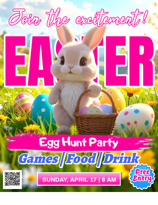 White Joyful Easter Egg Hunt Flyer Template | PosterMyWall