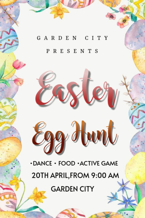 Copy of White Joyful Easter Egg Hunt Poster | PosterMyWall