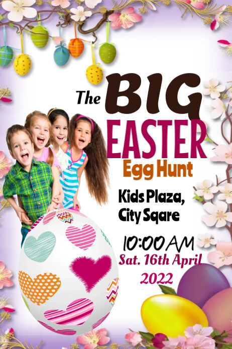White Joyful Easter Egg Hunt Poster Template | PosterMyWall