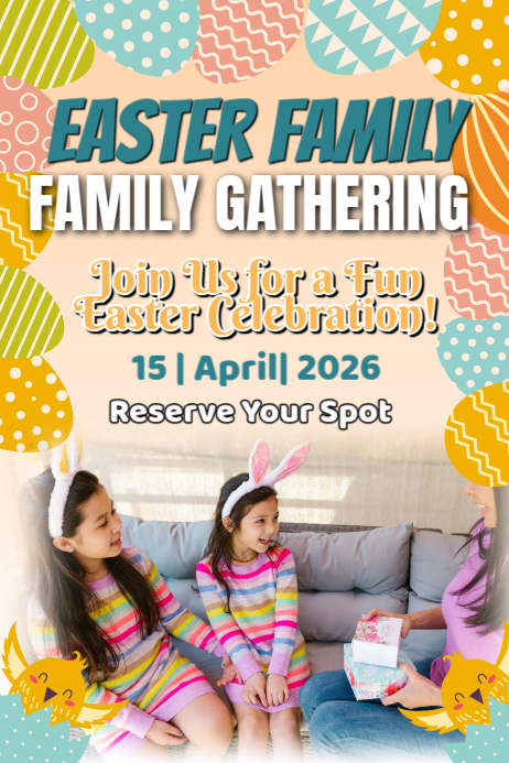 White Joyful Easter Family Gathering Poster Template | PosterMyWall