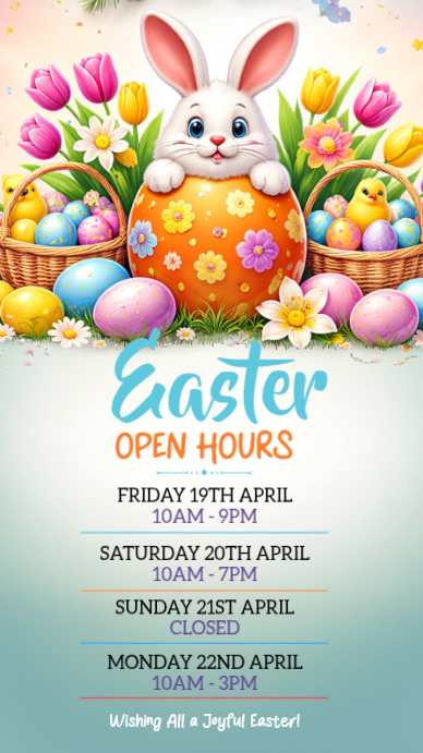 Copy of White Joyful Easter Open Hours Instagram Story | PosterMyWall