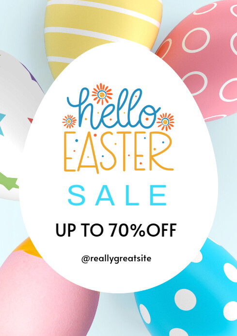 White Joyful Easter Sale Promo Poster Template A4 | PosterMyWall