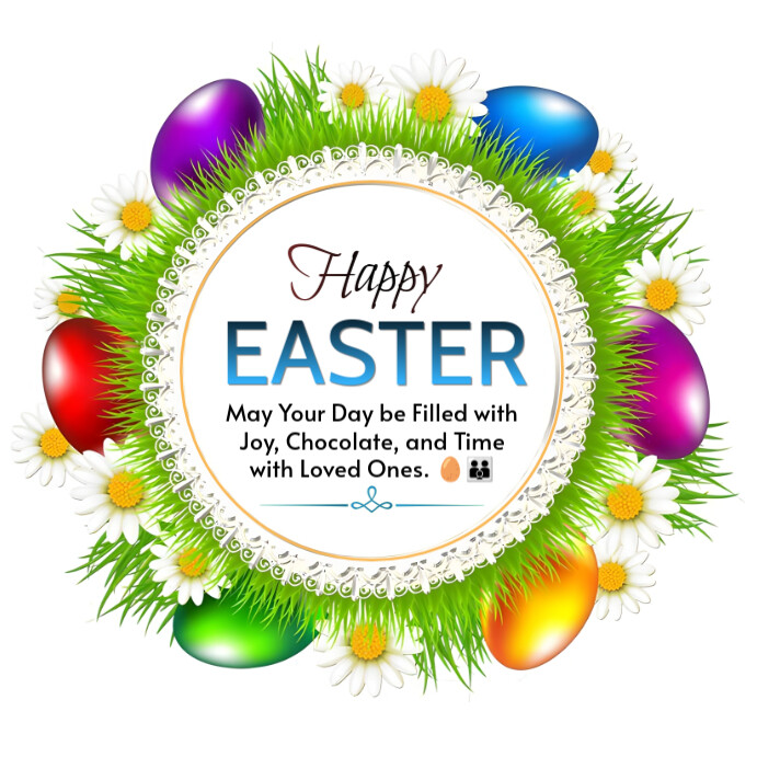 White Joyful Easter Sunday Square (1:1) Template | PosterMyWall
