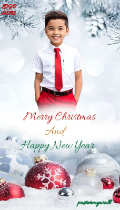White Joyful Editable Christmas Greeting Video – Replaceable Photo ...