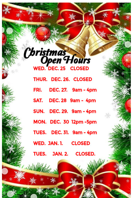 White Joyful Editable Christmas Open Hours Poster Template | PosterMyWall