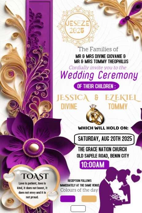 White Joyful Elegant Colorful Wedding Invitation Poster Template ...