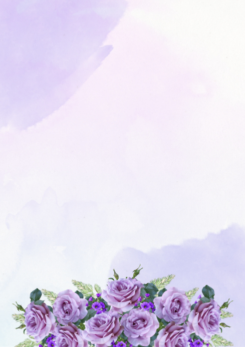 White Joyful Elegant Purple Rose Floral Background – Pastel Watercolor ...