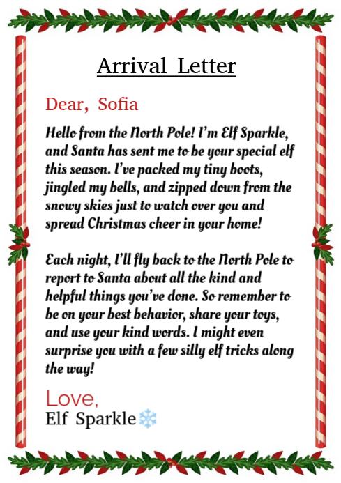 White Joyful Elf Letter Flyer A4 Template | PosterMyWall
