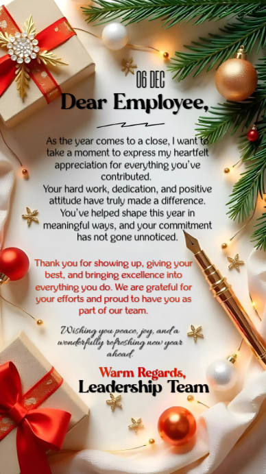 White Joyful Employee End Of Year Appreciation Message Instagram Story ...