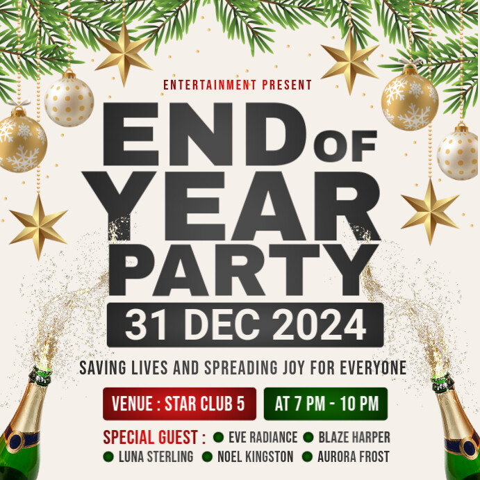 White Joyful End Of Year Party Instagram Post Template | PosterMyWall