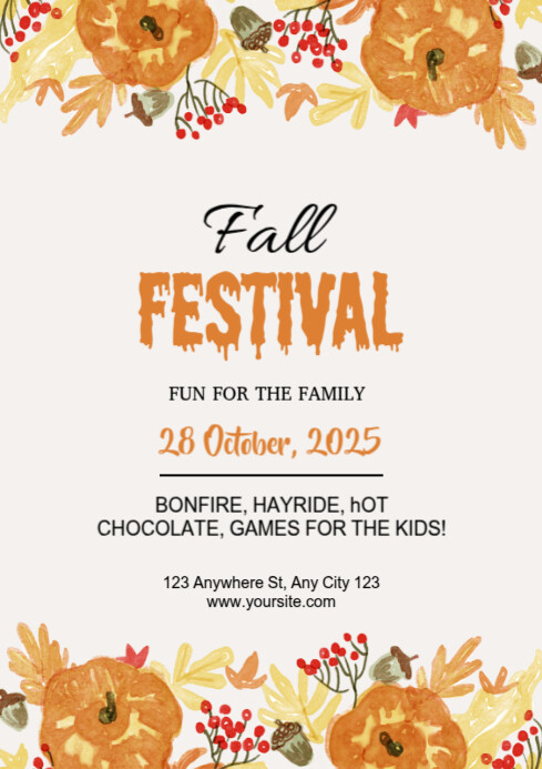 White Joyful Fall Festival A4 Template | PosterMyWall